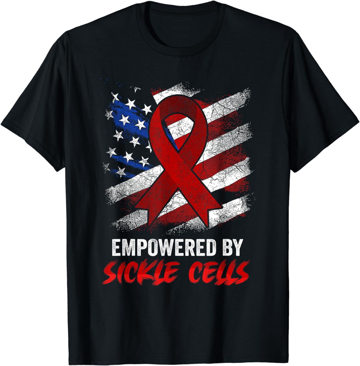 Empowered By Patriotic US Flag Sickle Cell Disease Graphic Cotton T ...