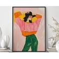 Empowered Woman Portrait Print Modern Fashion Illustration Pink Orange ...