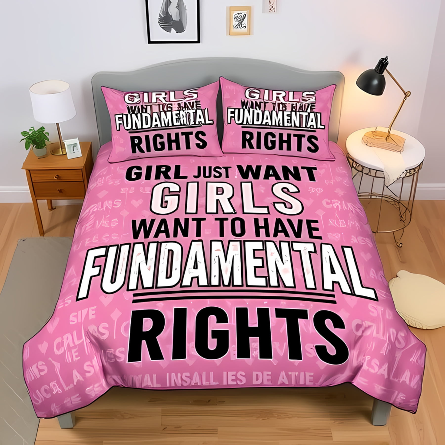 Empowering 3-Piece Duvet Cover Set - " Girls Just Want Fundamental ...