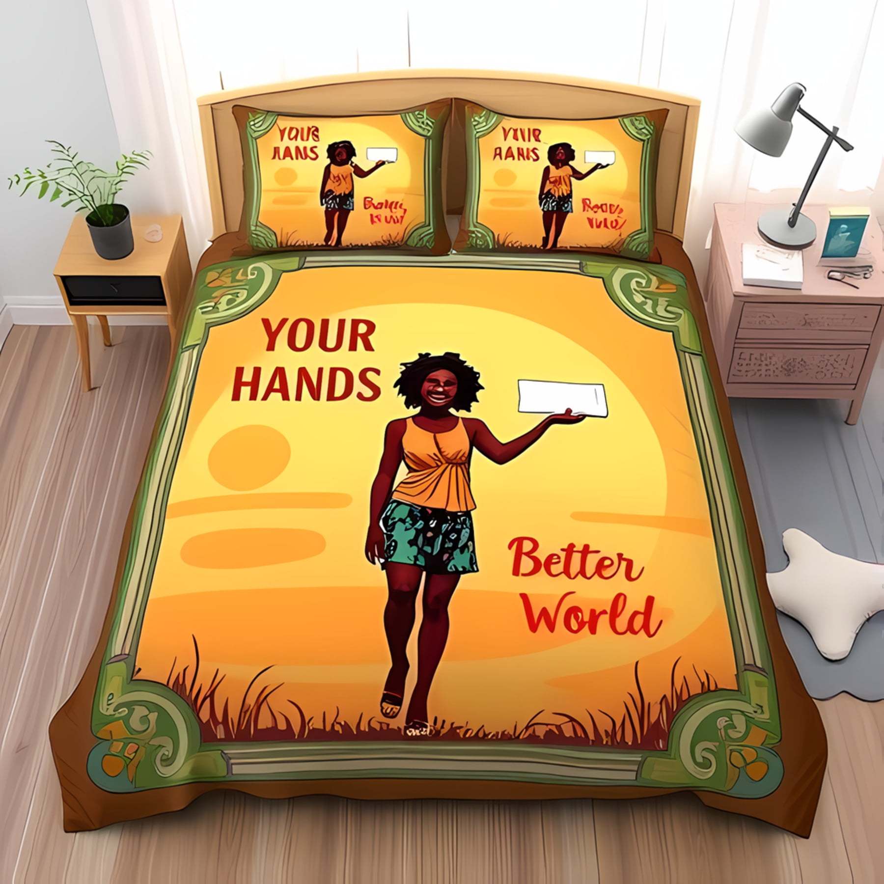 Empowering 3-Piece Duvet Cover Set - Vibrant Design with Confident ...