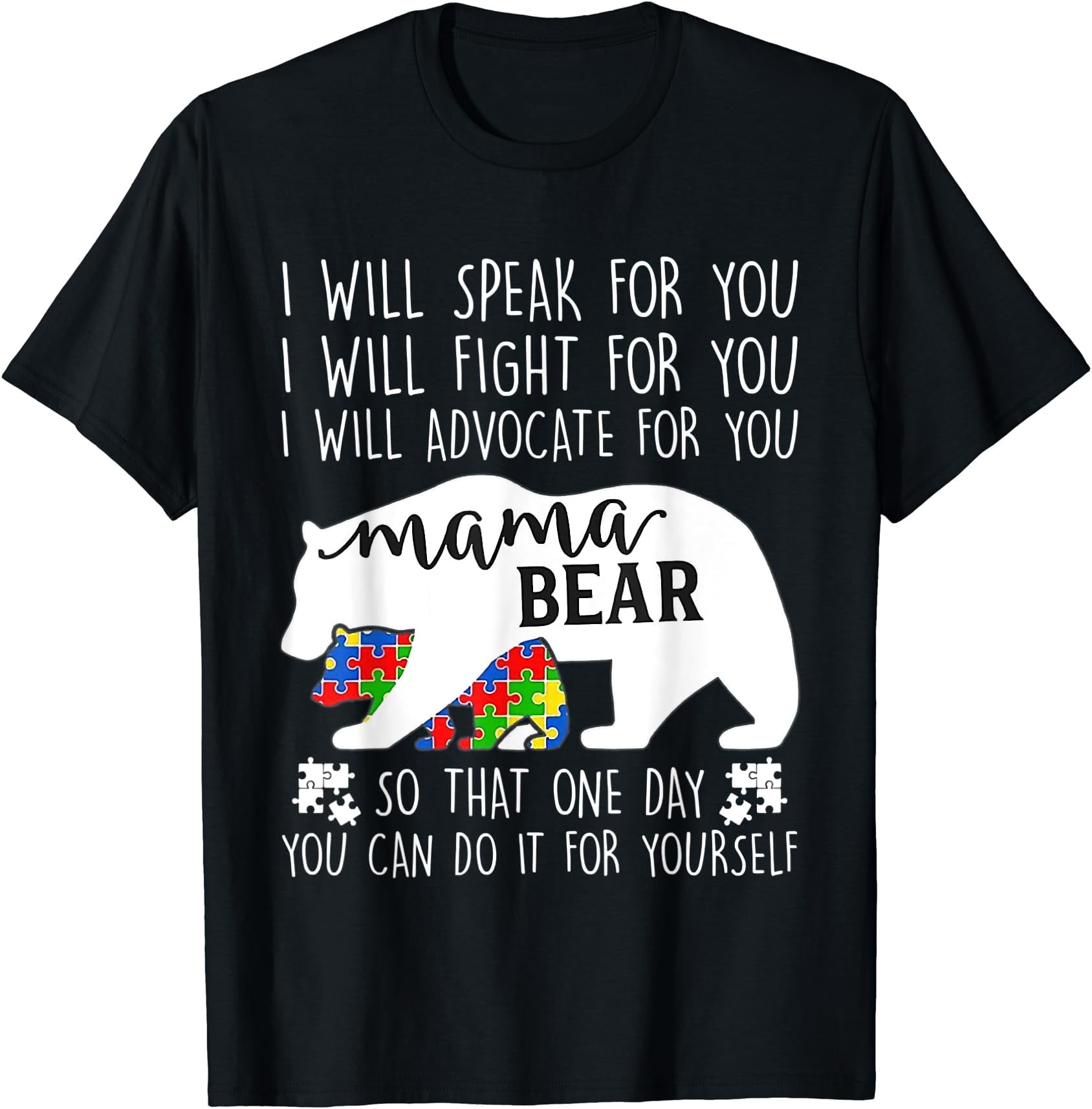 Empowering Autism Awareness Mama Bear Puzzle T-Shirt for Advocacy ...