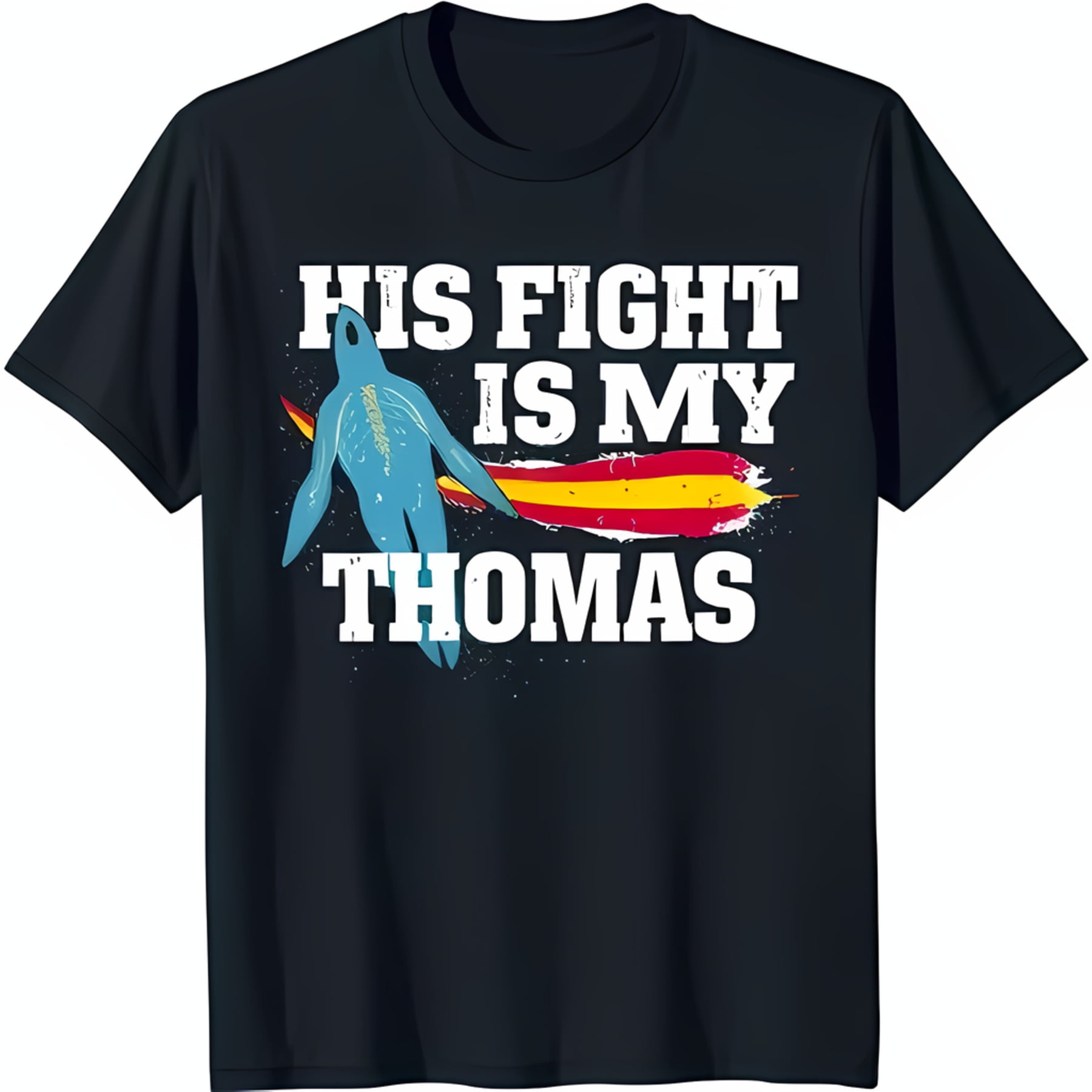 Empowering Black T-Shirt with Bold Chest Graphic HIS FIGHT IS MY A ...