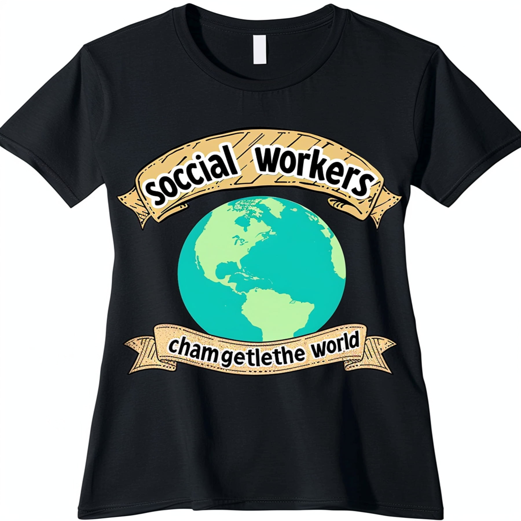 Empowering Black TShirt: Earth Illustration & 'Social Workers Change ...