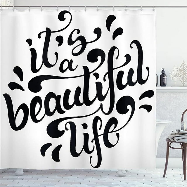 Empowering Daily Affirmations: Monochrome Shower Curtain with Positive ... Empowering Daily Affirmations: Monochrome Shower Curtain with Positive ...