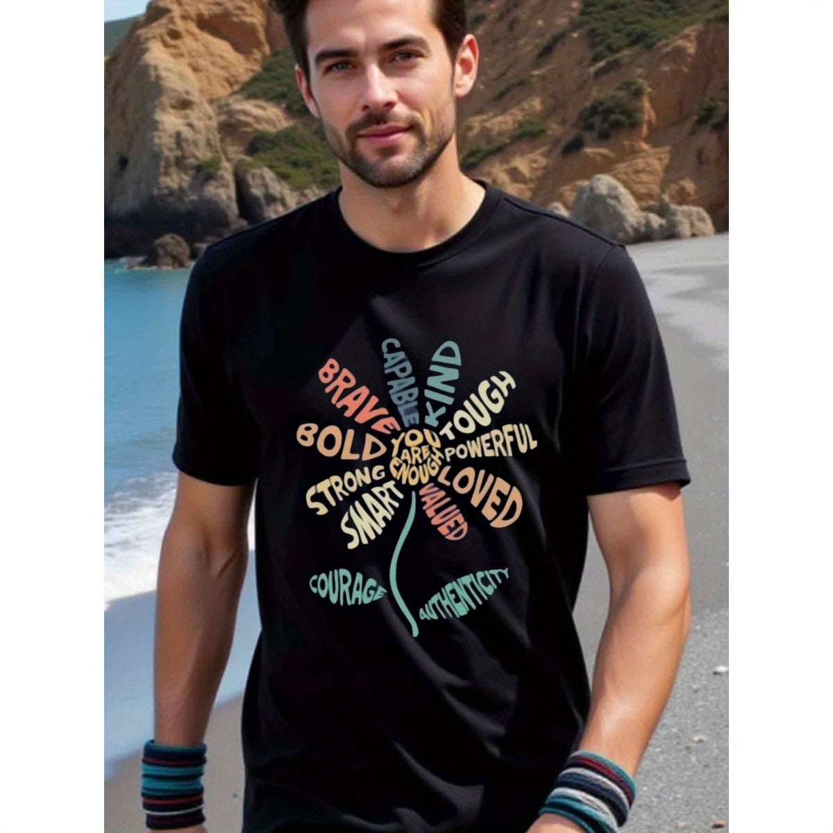 Empowering Positive Words Black T-shirt - Walmart.com