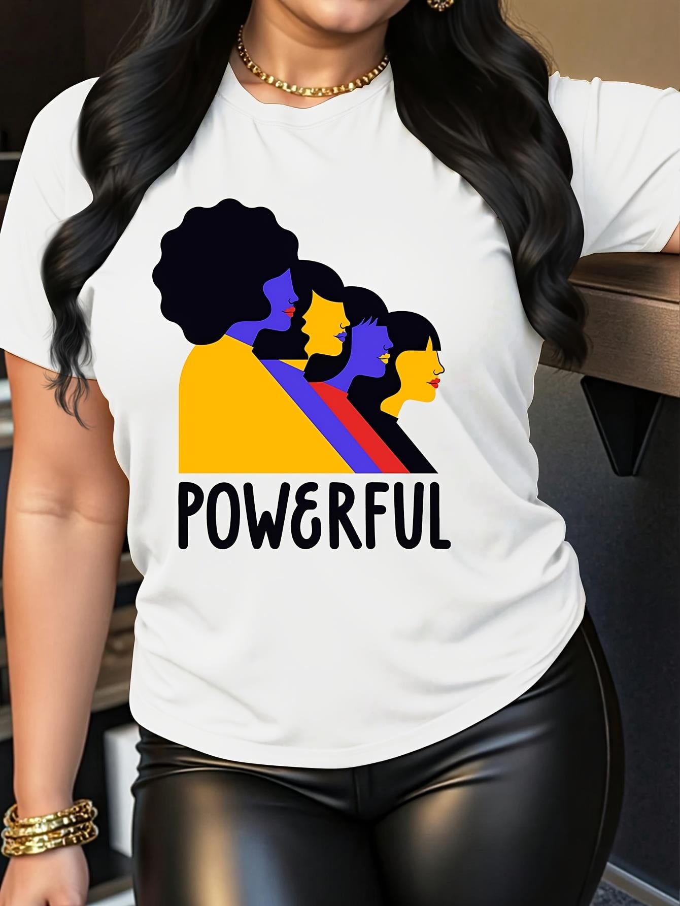 Empowering Sisters Silhouette Print Women's Red T-Shirt - Casual Crew ...