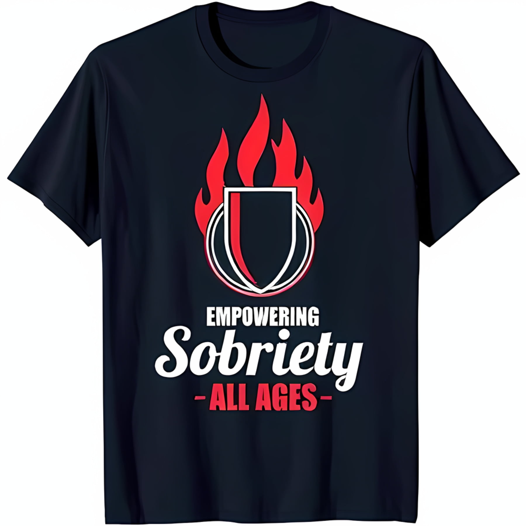 Empowering Sobriety Graphic T-Shirt Red Flame & Design All Ages Blue ...
