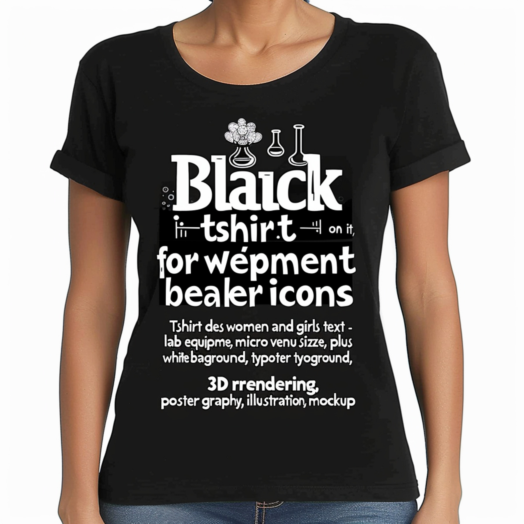 Empowering Women in Science: Lab Equipment on Black Tee Plus Size Model ...