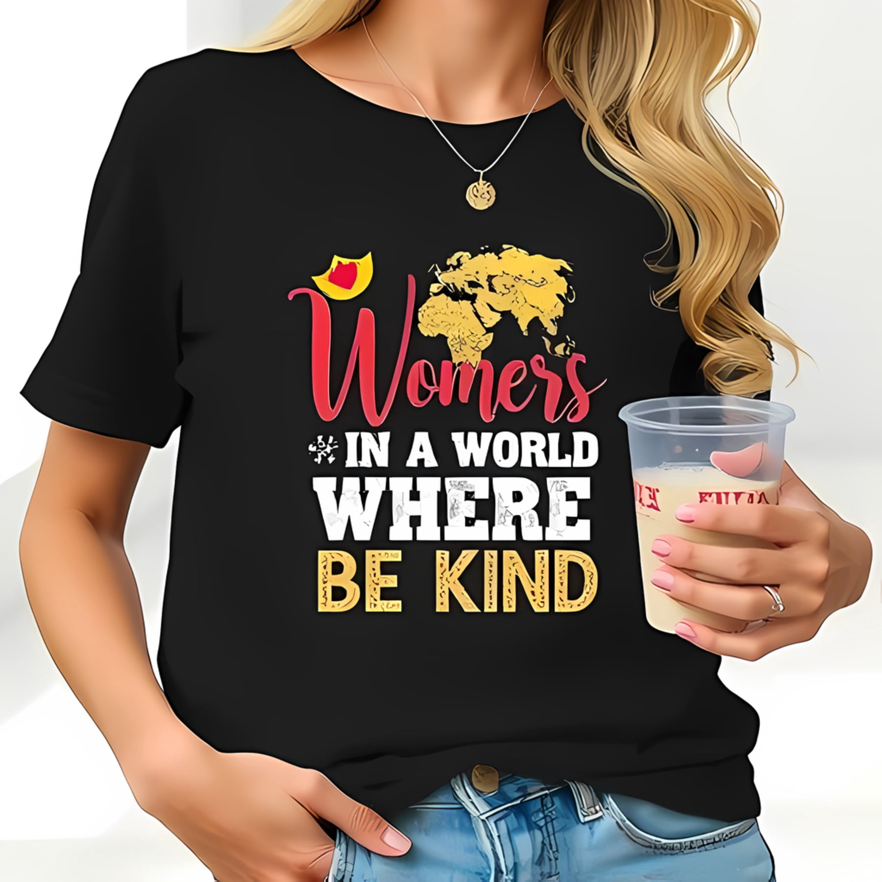 Empowering Women's Cotton Short Sleeve T-Shirt - 'Womers in a World ...