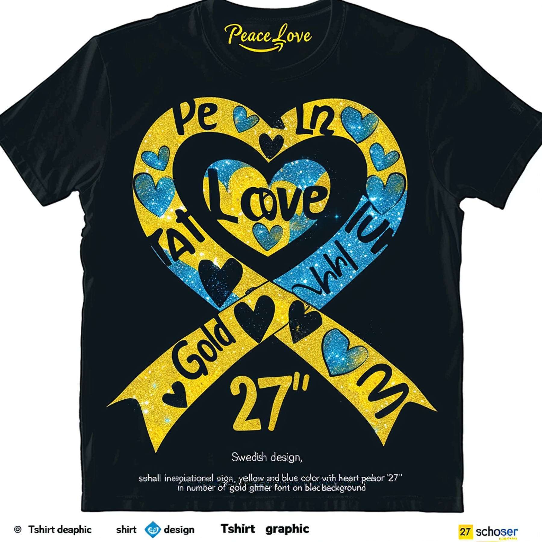 Empowerment Awareness Tee Stylish Black Shirt with Heart & Ribbon ...