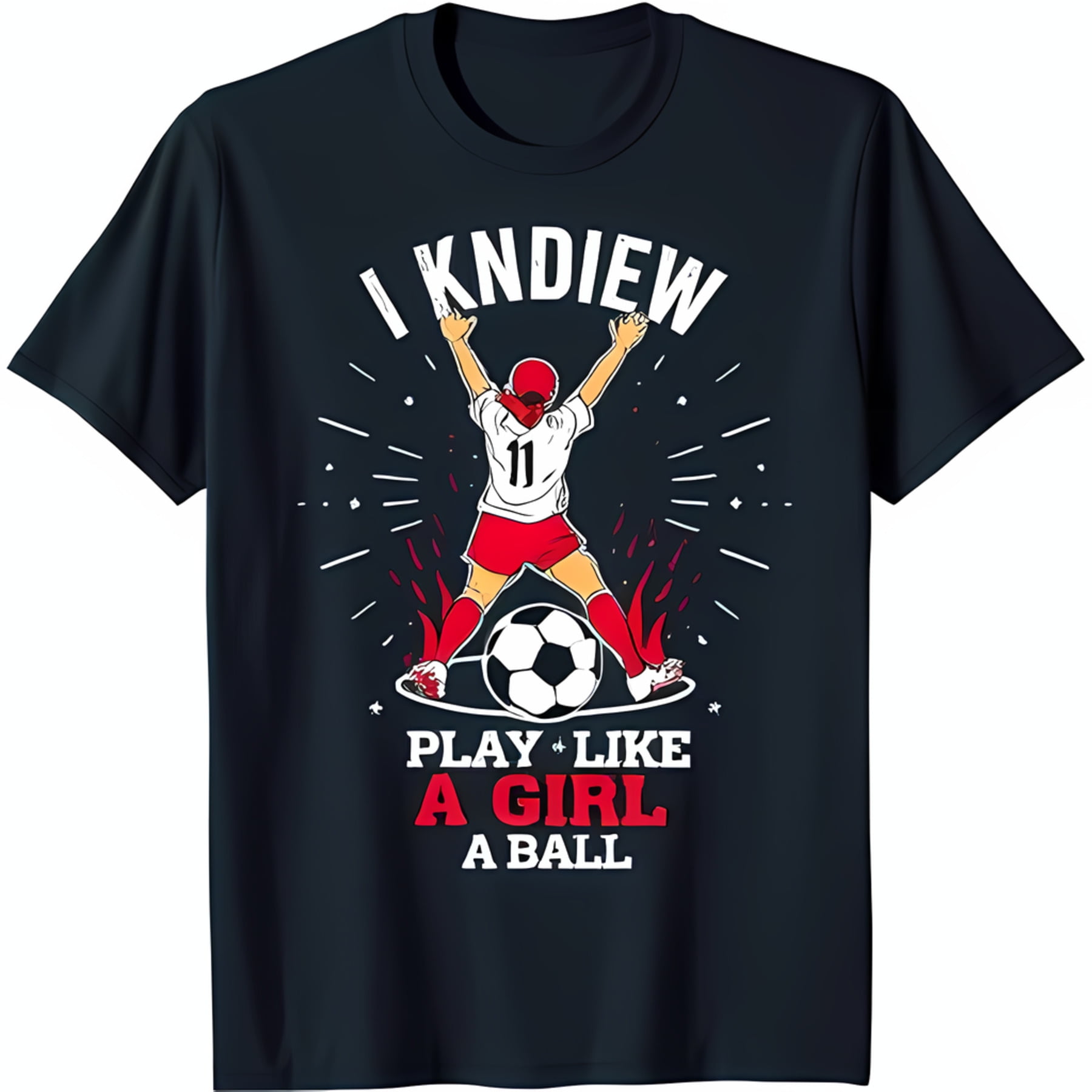 Empowerment Graphic Black T-Shirt Female Soccer Player Kicking Ball I ...