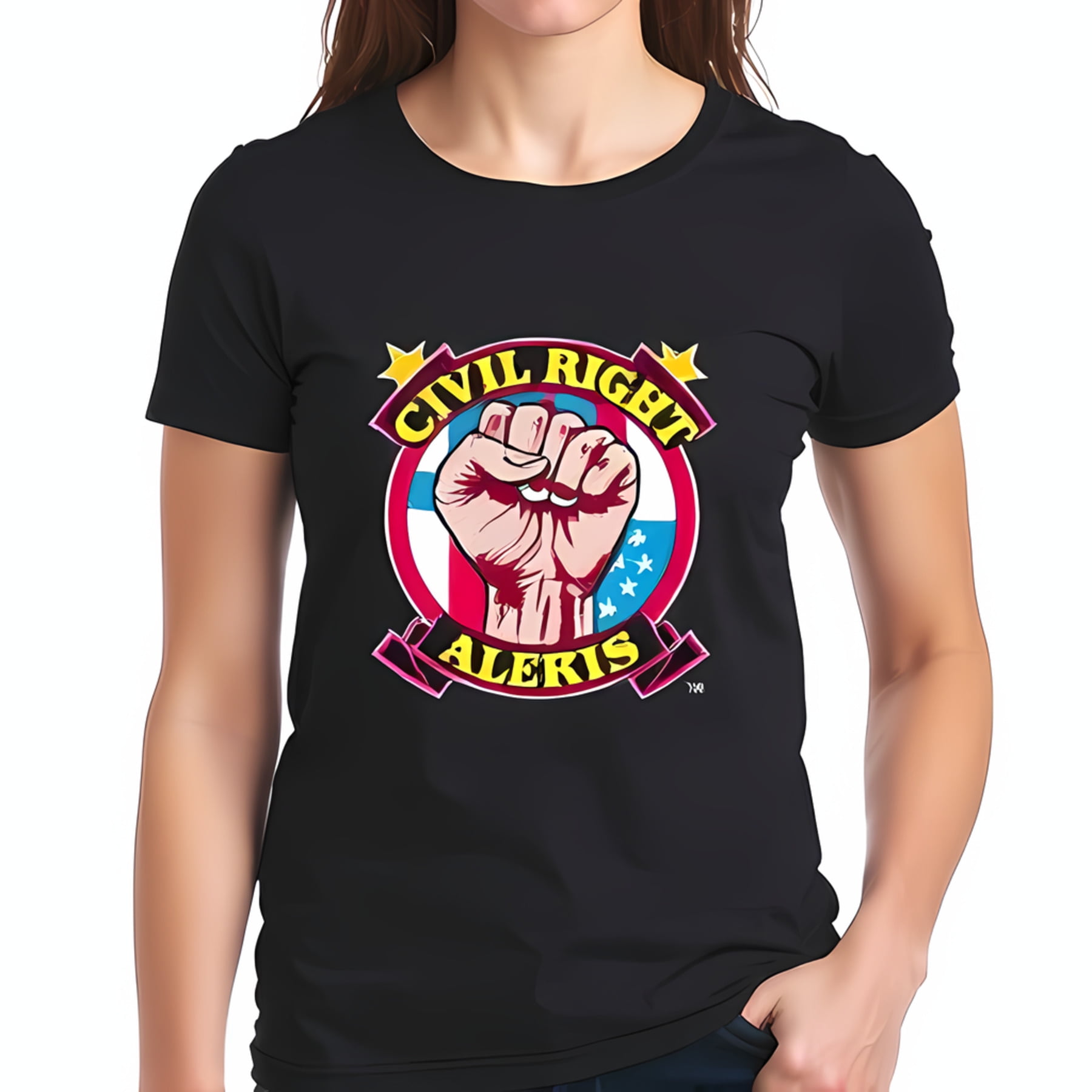 Empowerment Graphic Cotton Short Sleeve T-Shirt - Bold Fist & " CIVIL RIGHT ALEXIS " Design ...
