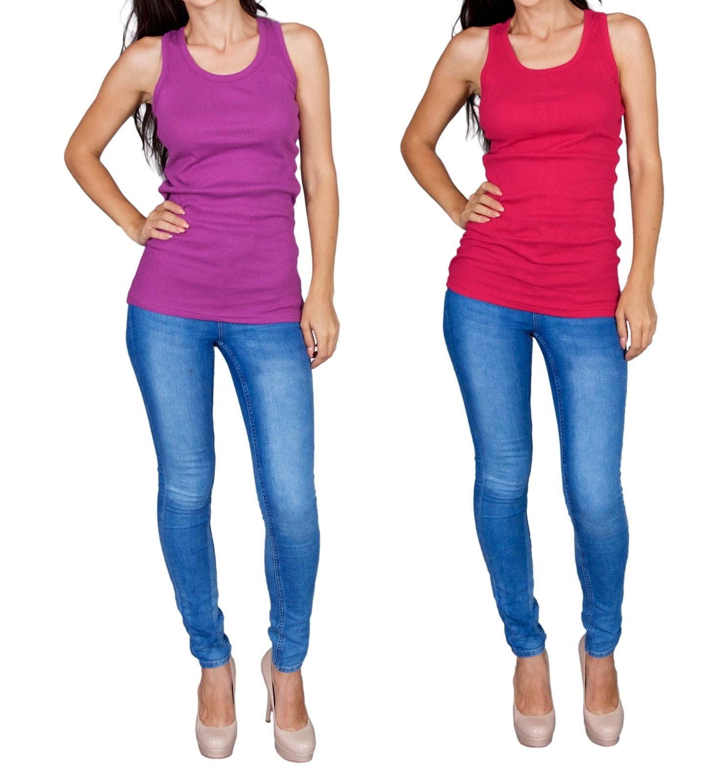 Emprella Tank Tops for Women 2-Pack Ribbed Racerback Tanks - Purple/Red ...