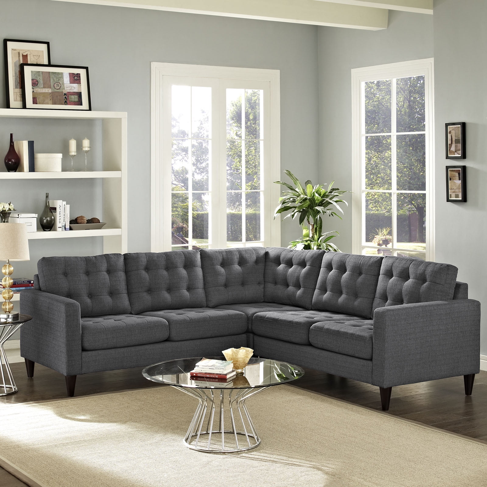 Empress 3 Piece Upholstered Fabric Sectional Sofa Set - Walmart.com