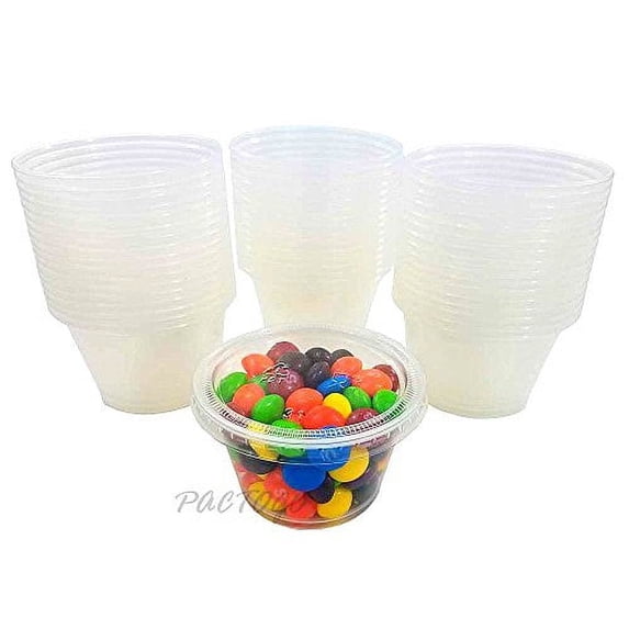 Empress 4 oz. Clear Plastic Disposable Portion Souffle Container Food ...