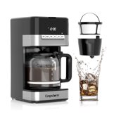 Chefman 12-Cup Programmable Coffee Maker, Round Stainless Steel ...