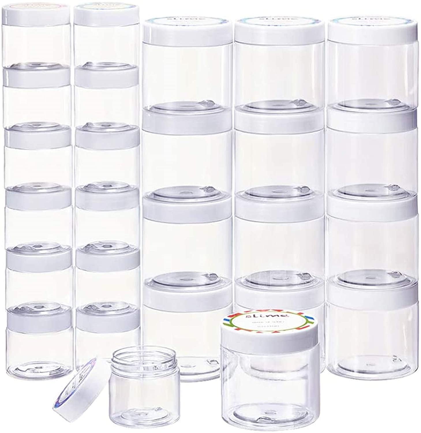 Empty 24 Pack Slime Containers, 12 6oz and 12 2oz Plastic Storage Jars ...