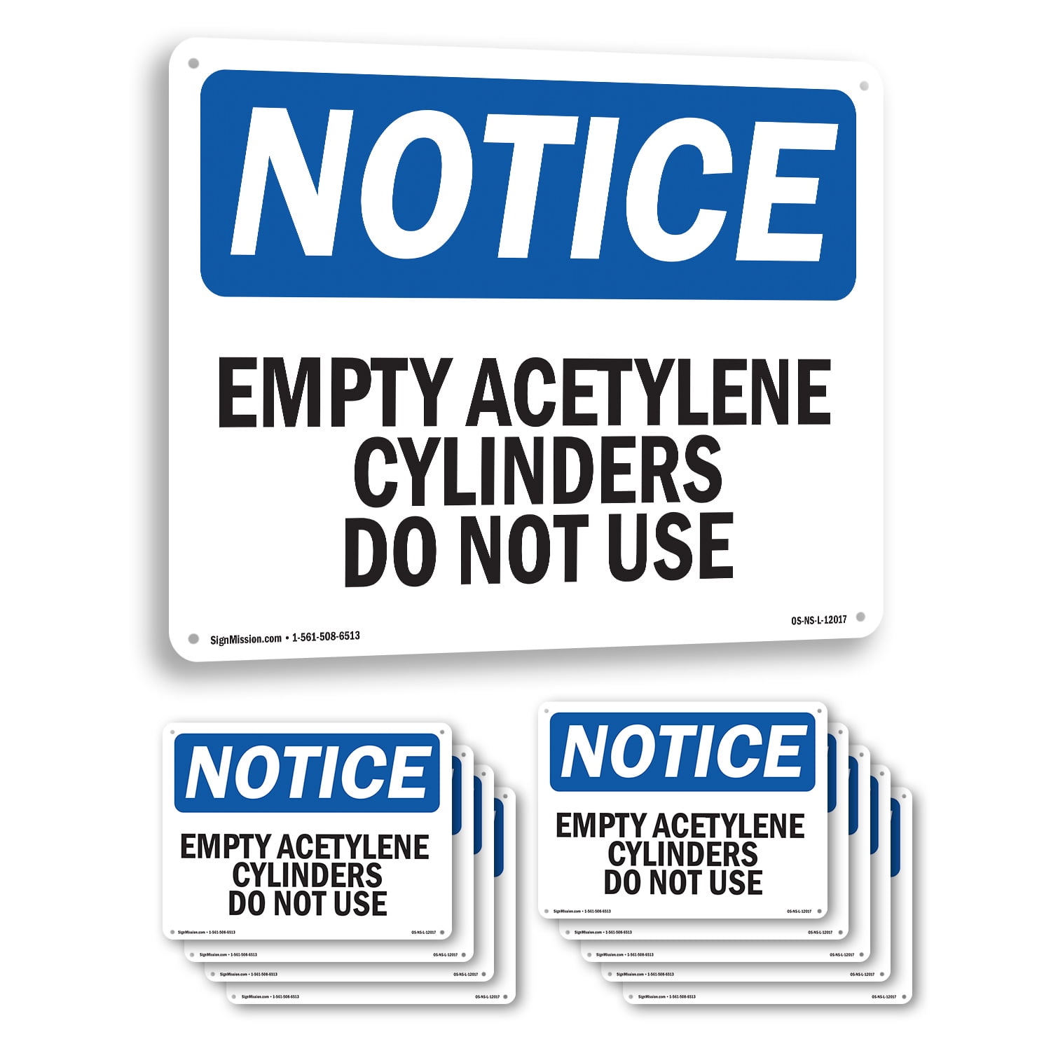 Empty Acetylene Cylinders Do Not Use OSHA Notice Aluminum Sign 14 Inch ...