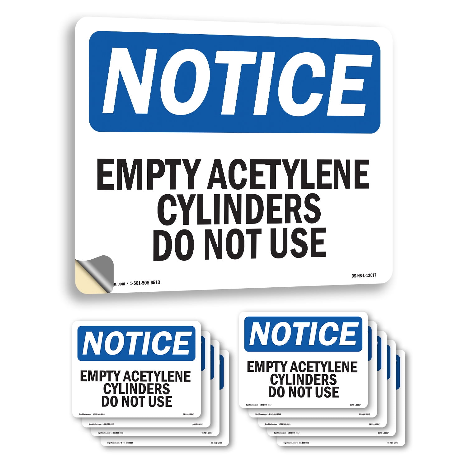 Empty Acetylene Cylinders Do Not Use OSHA Notice Vinyl Decal Label 7 ...