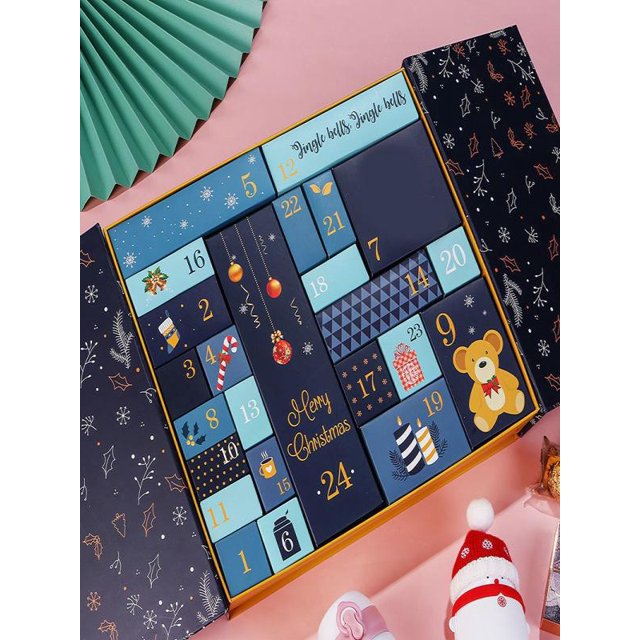 Christmas Advent Calendar with 24 Cardboard Treasure Boxes Empty Xmas ...