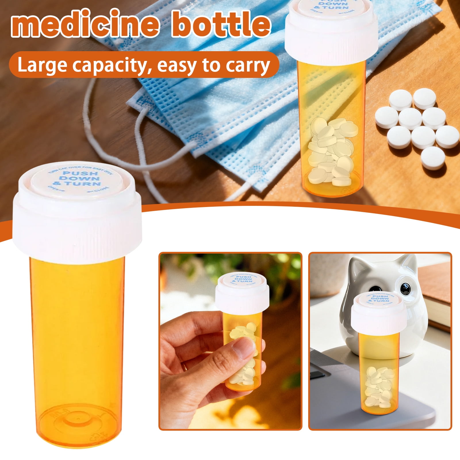 Empty Bottle With Double-Sided Closure Cap, Child-Resistant Yet Easy To ...