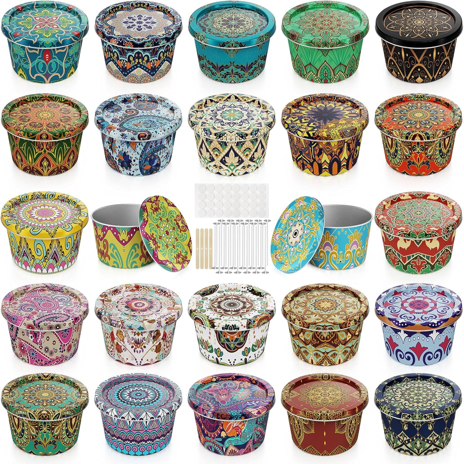 Empty Candle Tins 24 pcs, Candle Jars 2.5 oz with Lids, Candle Making ...