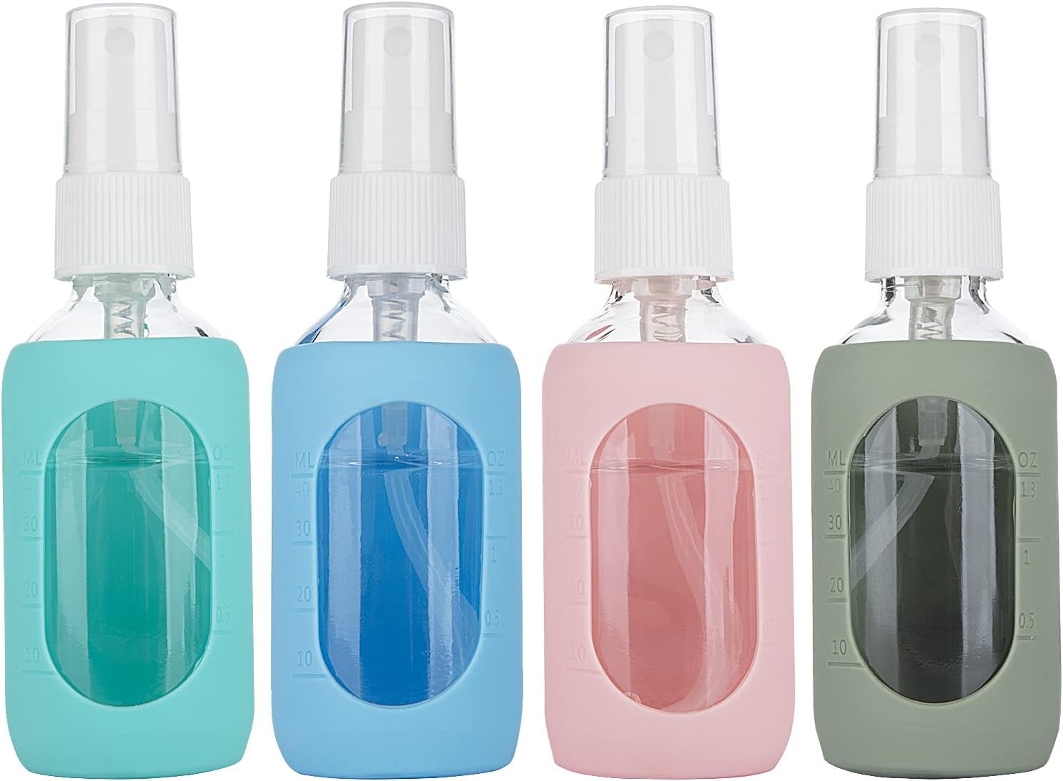 Empty Clear Glass 2oz Small Spray Bottles with Silicone Sleeve ...