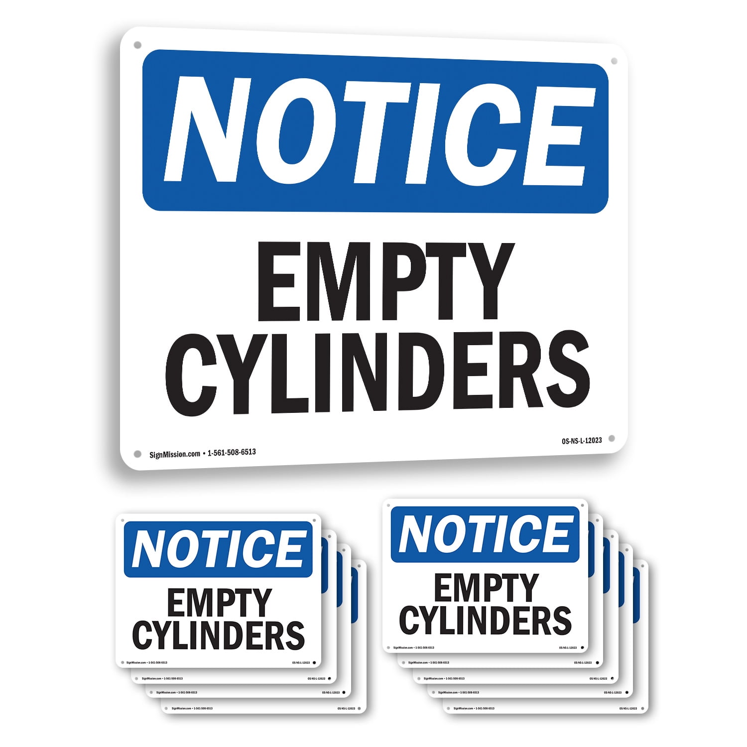 Empty Cylinders OSHA Notice Rigid Plastic Sign 24 Inch x 18 Inch - 10 ...