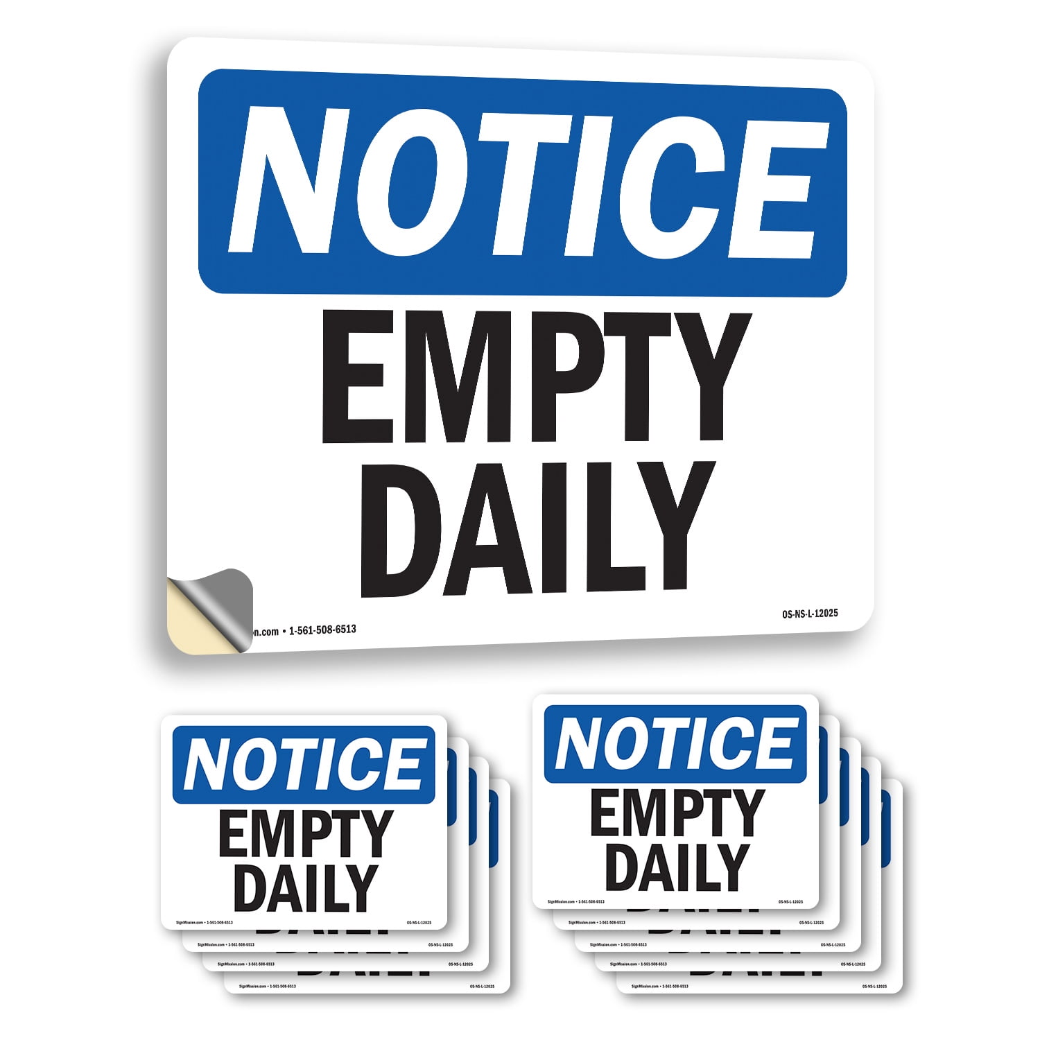 Empty Daily OSHA Notice Vinyl Decal Label 10 Inch x 7 Inch - 10 Pack ...