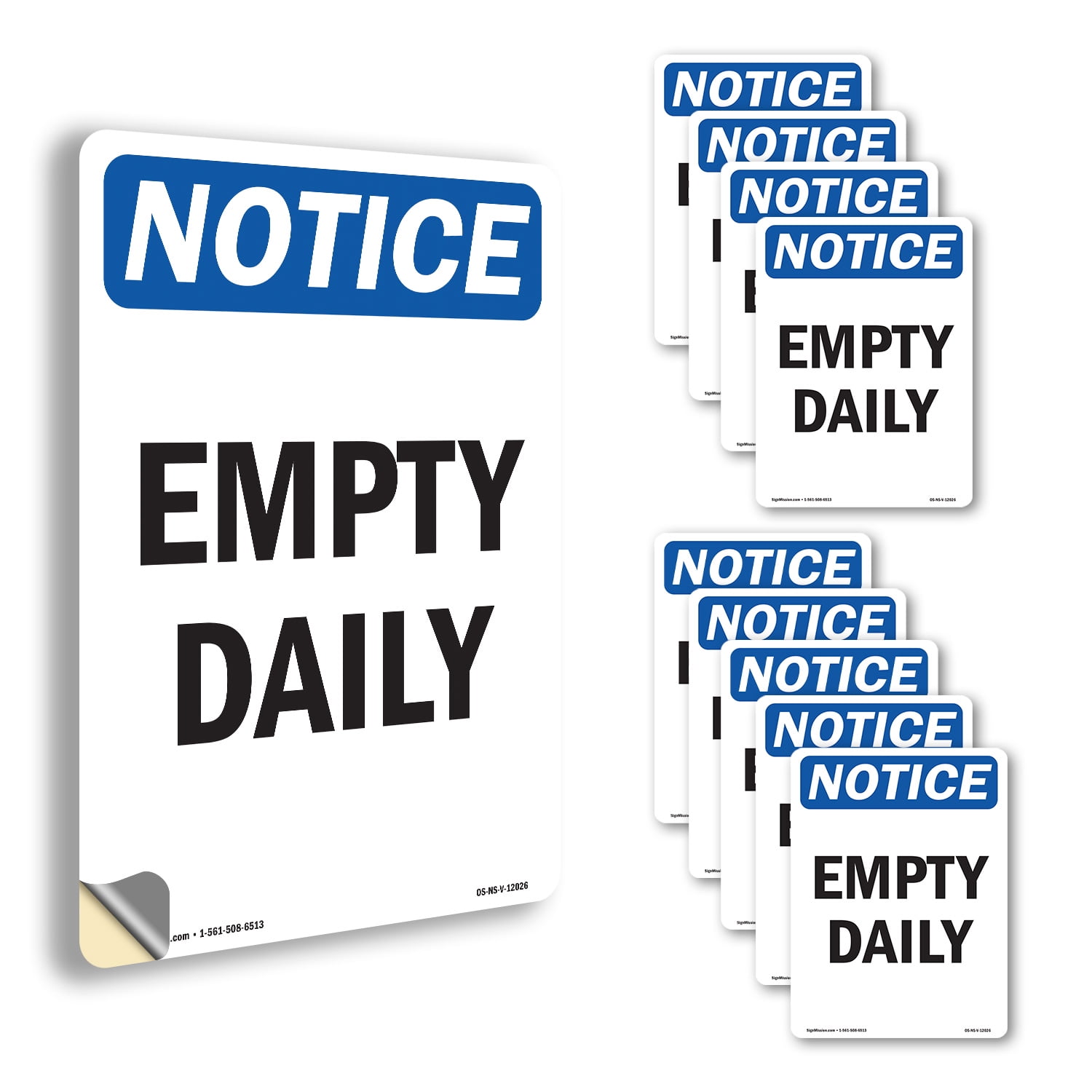 Empty Daily OSHA Notice Vinyl Decal Label 18 Inch x 12 Inch - 10 Pack ...