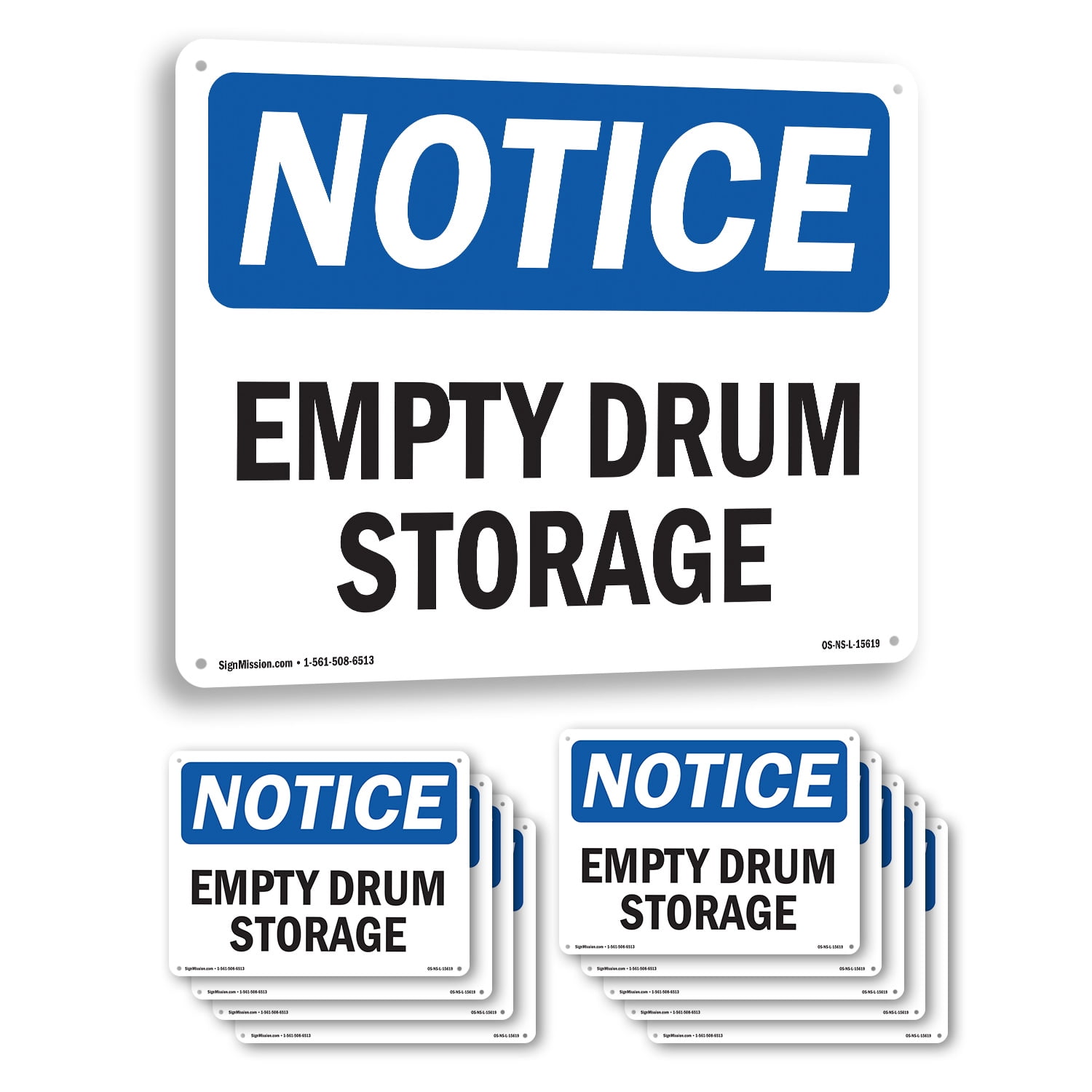 Empty Drum Storage Area OSHA Notice Rigid Plastic Sign 10 Inch x 7 Inch ...
