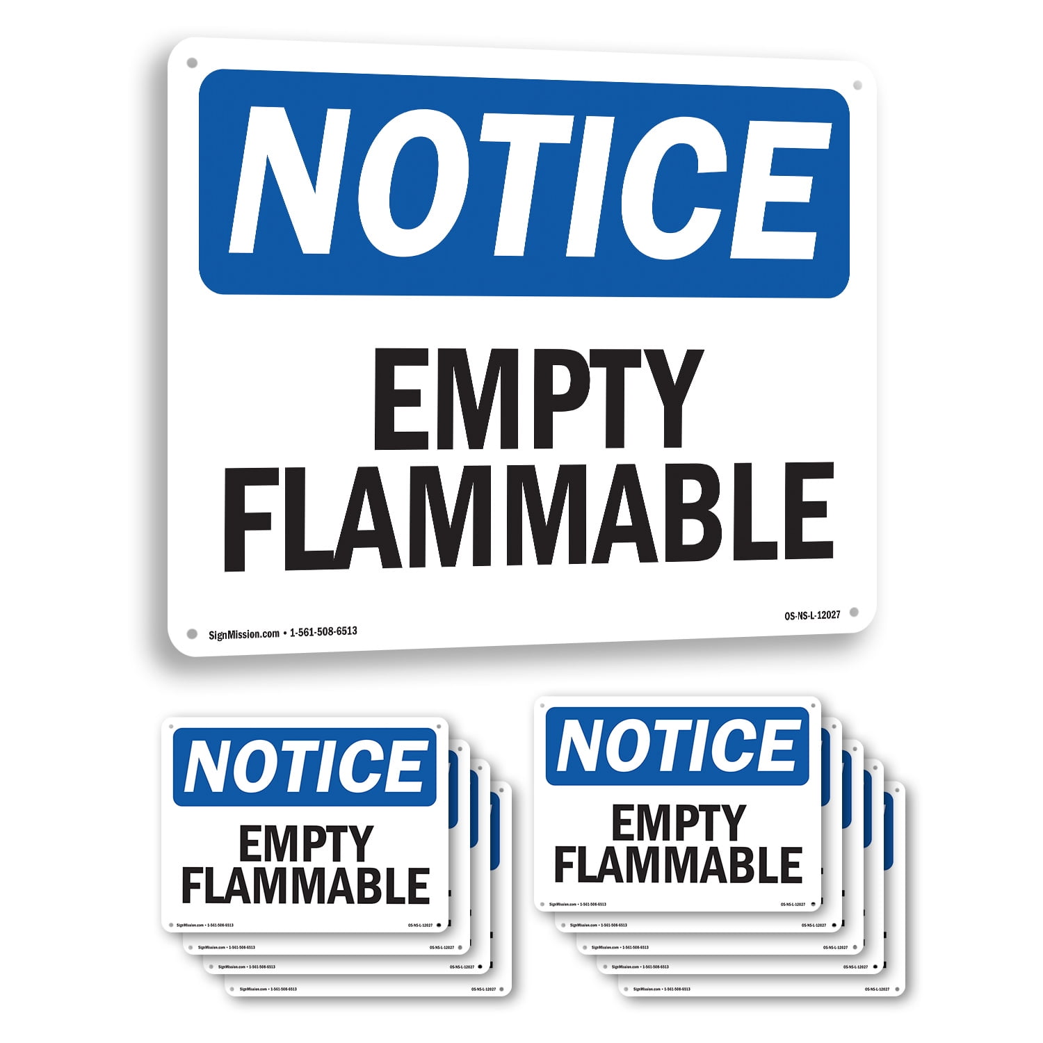 Empty Flammable OSHA Notice Aluminum Sign 14 Inch x 10 Inch - 10 Pack ...