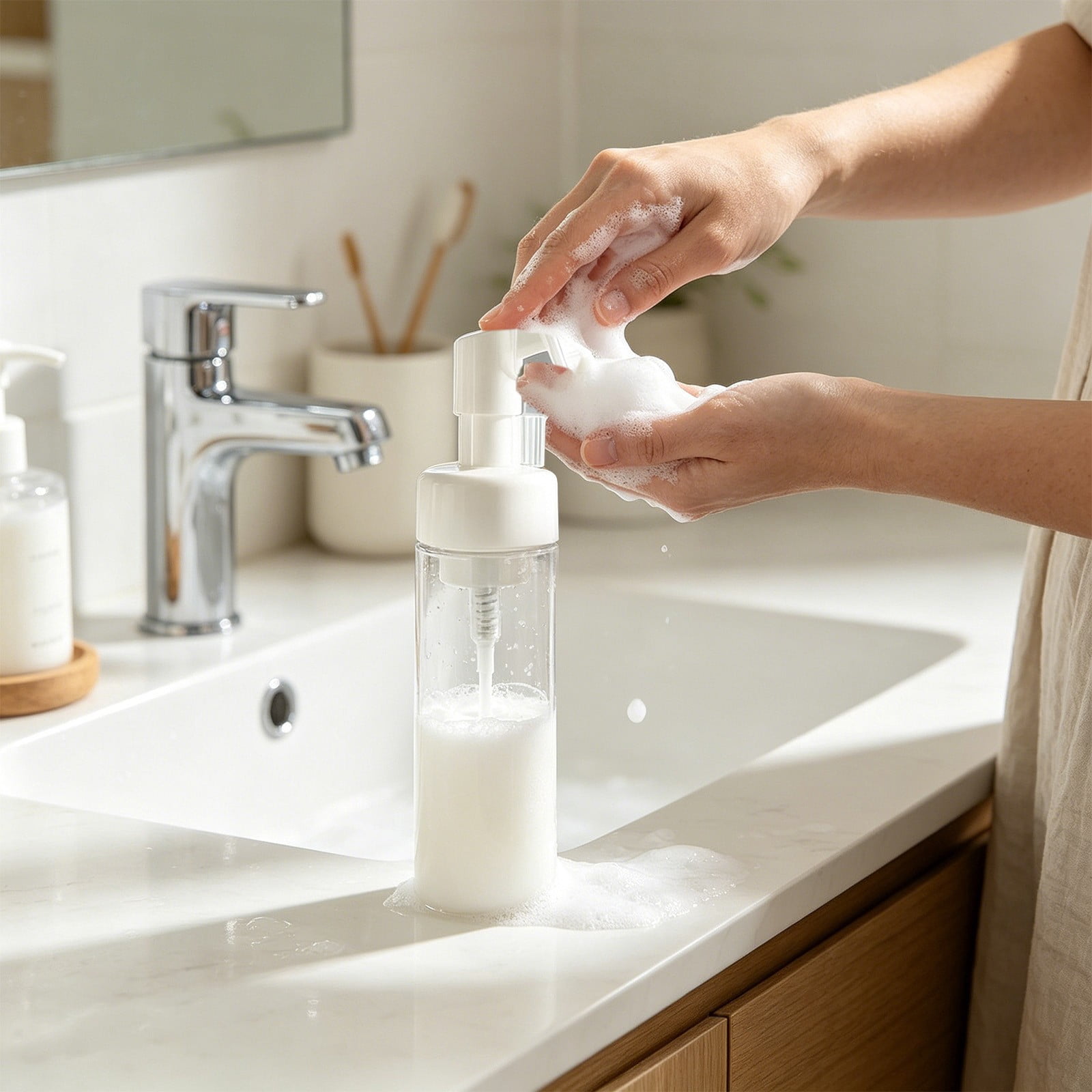 Empty Foaming Bottles Mousse Foam Bottles Facial Cleanser Foam Clear ...