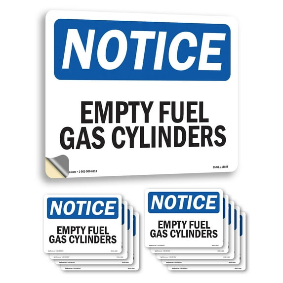 Empty Fuel Gas Cylinders OSHA Notice Vinyl Decal Label 14 Inch x 10 ...