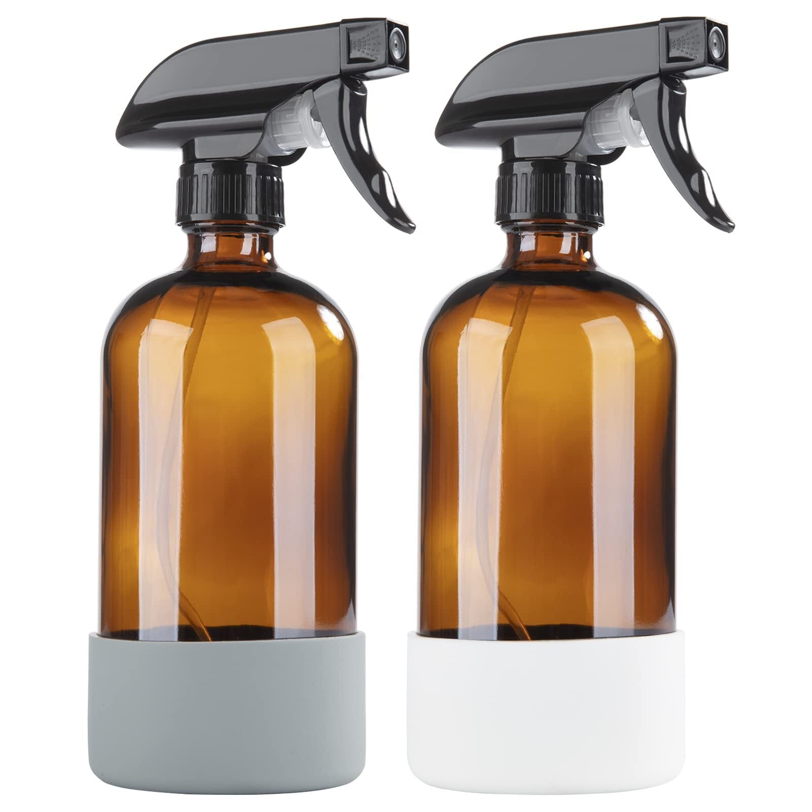 Empty Glass Amber Spray Bottles with Silicone Sleeve Protection ...