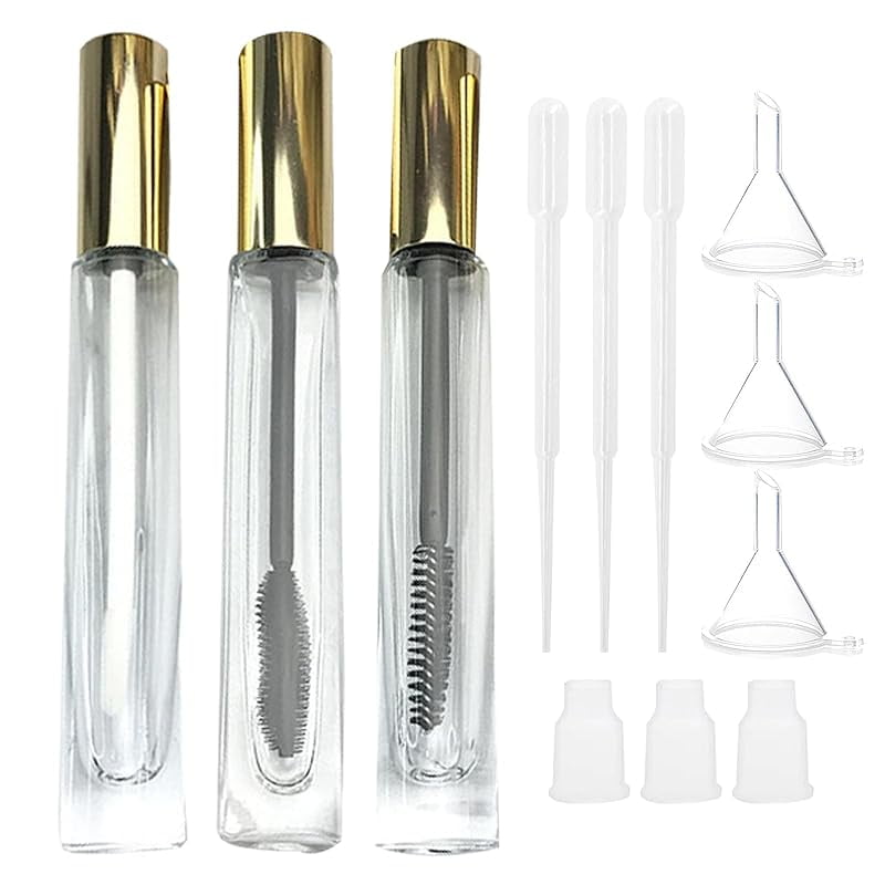 Empty Mascara Tube and Wand Glass, 3PCS 10ml Empty Mascara Tube and Lip ...