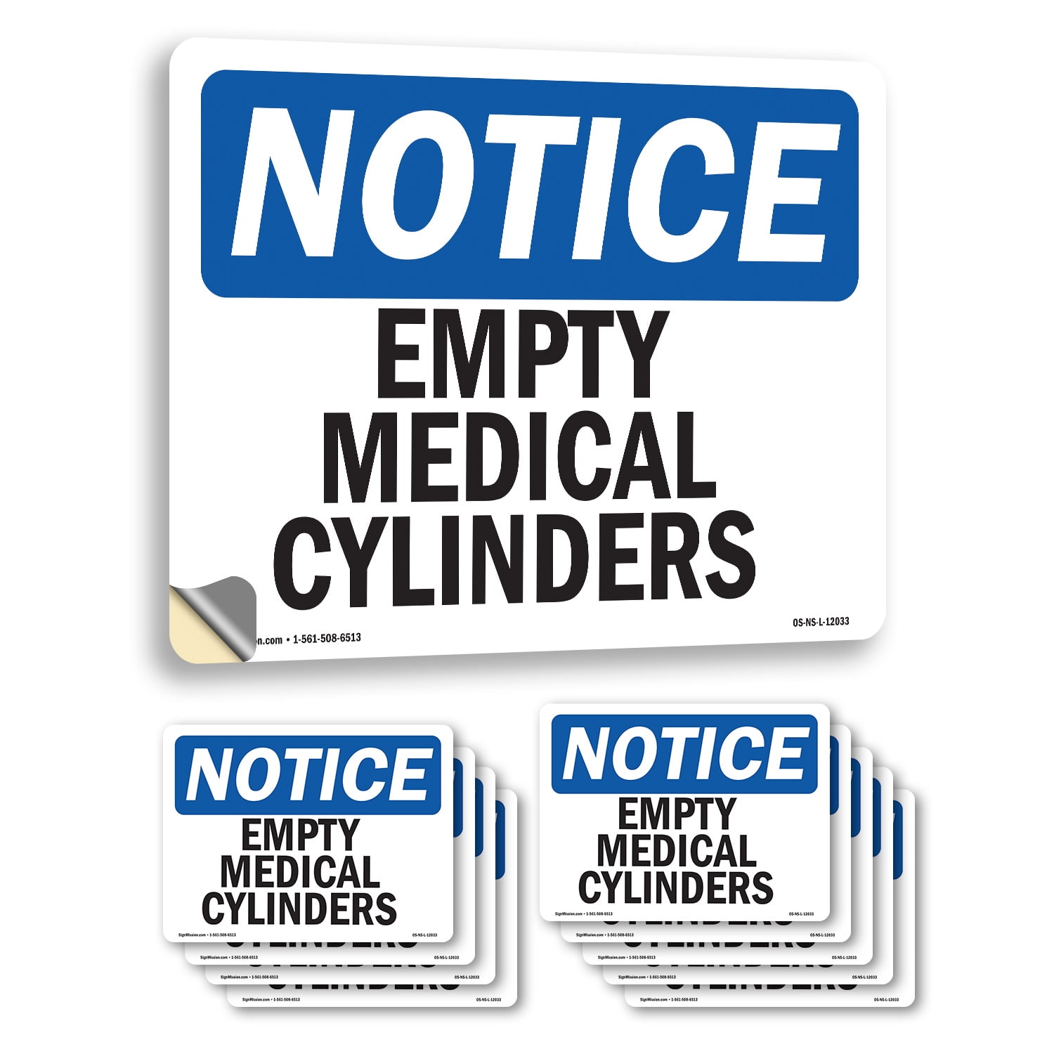Empty Medical Cylinders OSHA Notice Vinyl Decal Label 10 Inch x 7 Inch ...
