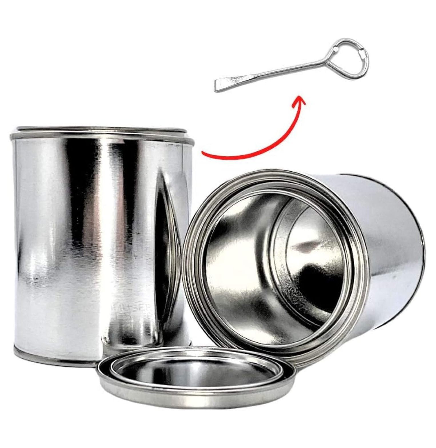 Empty Metal Paint Cans with Lids, 1 Pint Size. 16oz, 50 Pack Unlined ...