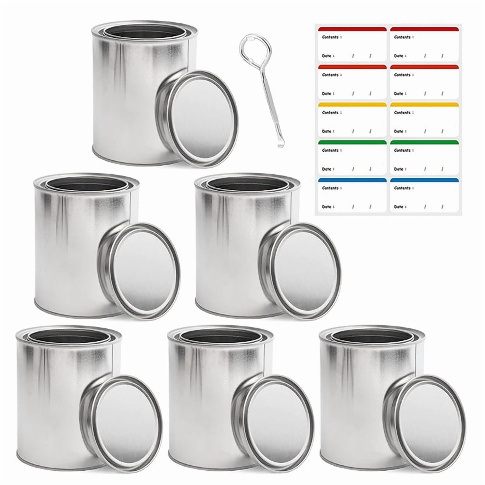 Empty Paint Cans with Lids 1 Quart Storage Containers 6 Pieces Metal ...
