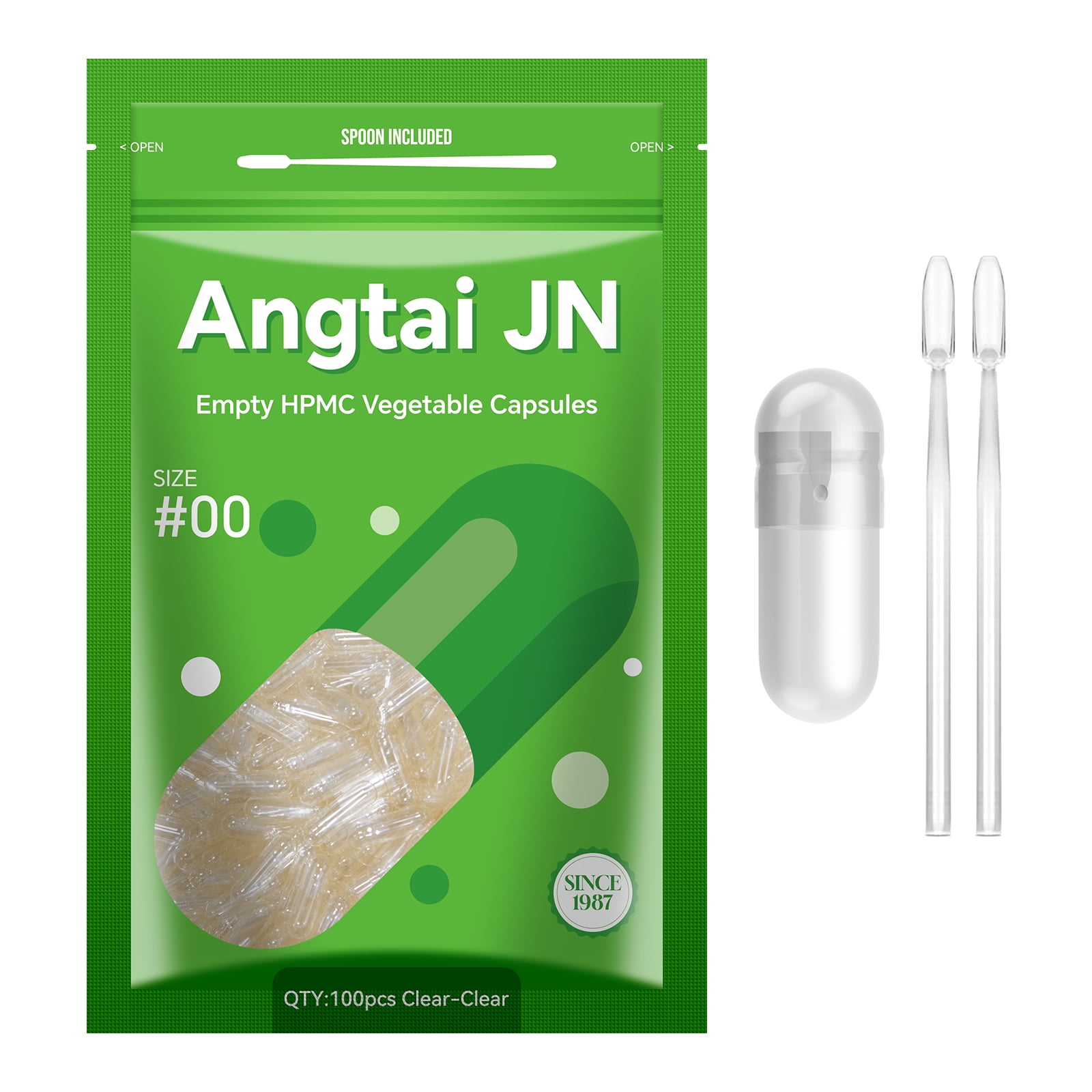 Angtai JN Empty Vegetarian Capsules Size 00, Clear HPMC Vegan Capsules ...