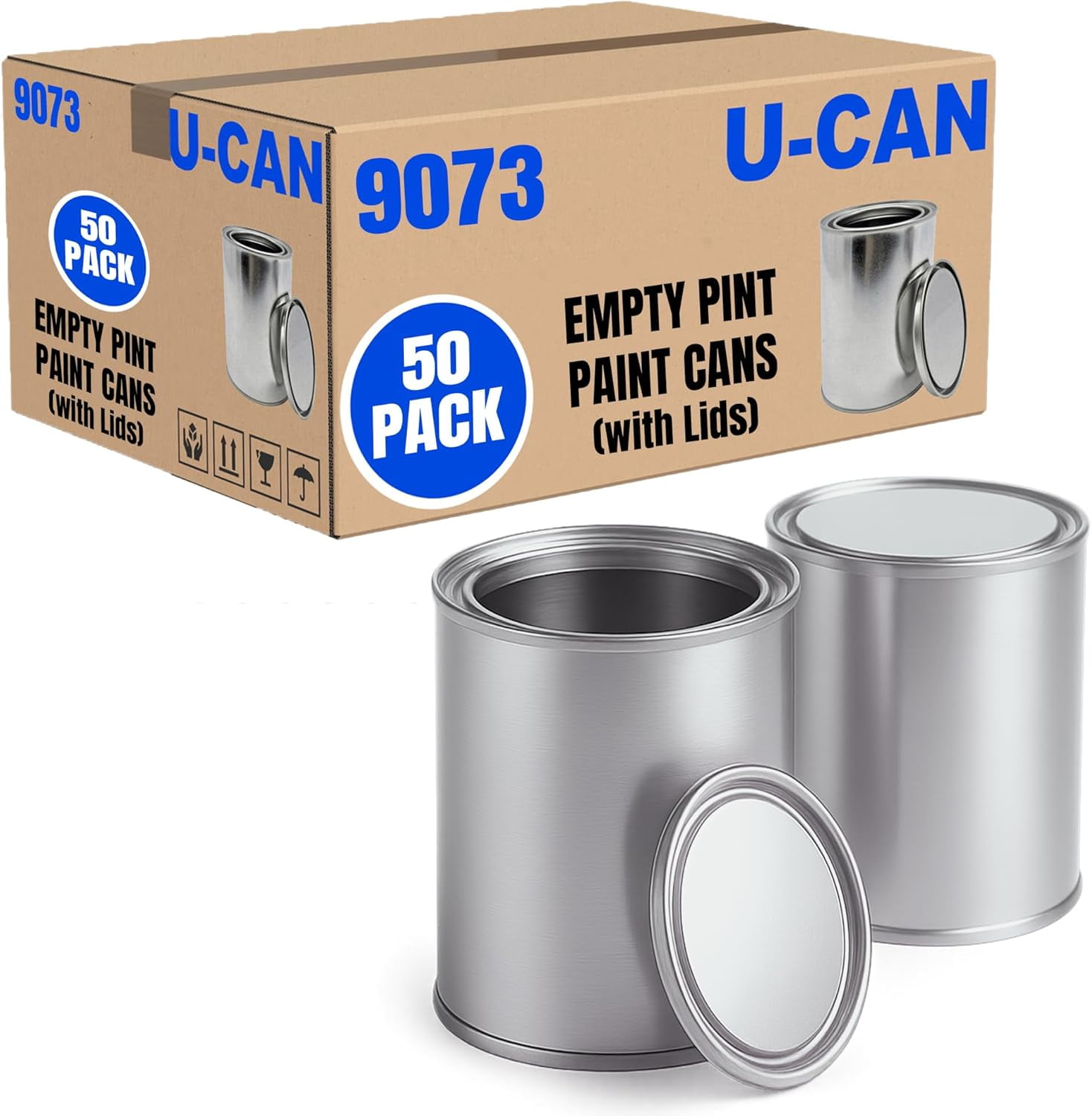 Empty Pint Paint Cans with Lids - Box of 50 - Bulk Empty Metal 16onz ...