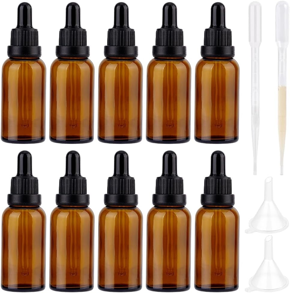 Empty Portable Glass Dropper Bottles with Plastic Funnel Hopper and ...