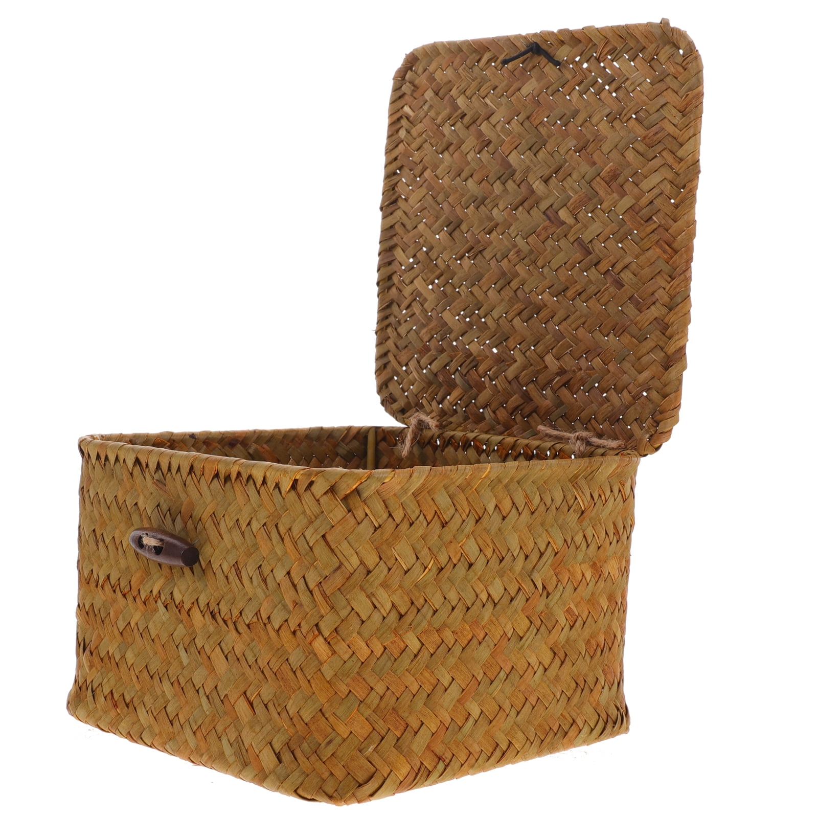 Empty Rattan Gift Box Desktop Storage Bin Basket with Lid - Walmart.com