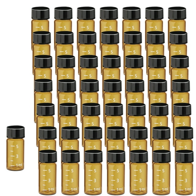Empty Refillable Amber Glass Graduated Scale Bottles Vials 5ml ...