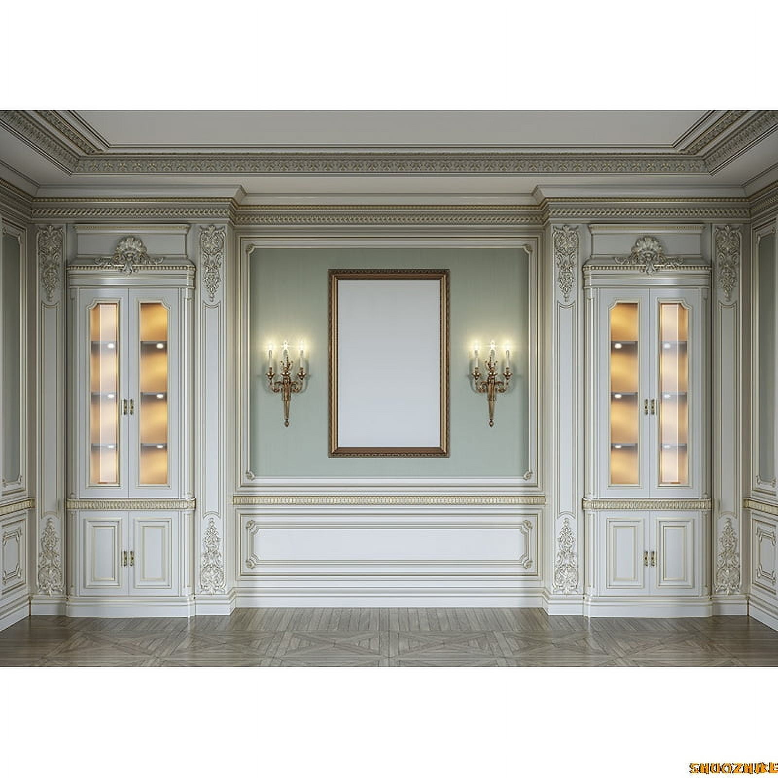 Empty Room Classic Interior Wall With Ornated Mouldings Photography ...