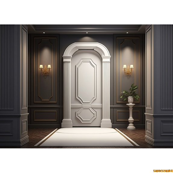 Empty Room Classic Interior Wall With Ornated Mouldings Photography ...