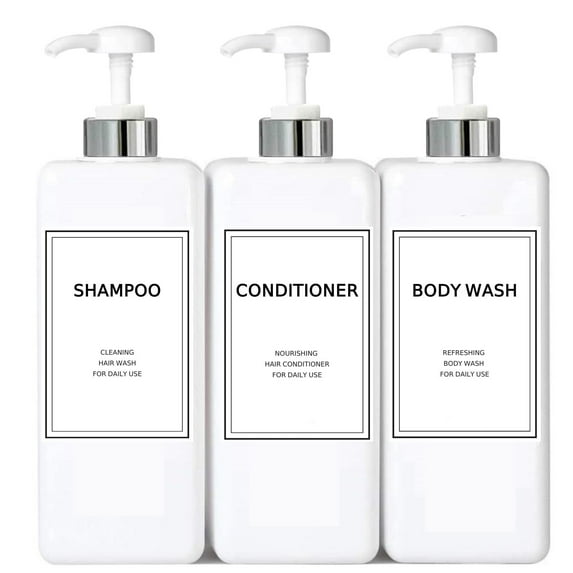 Empty Shower Bottles with Pump, 21 oz Refillable Dispensers for Shampoo ...