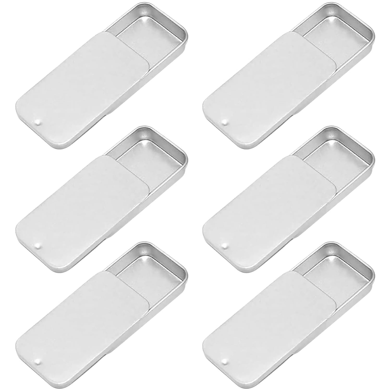 Empty Slide Top Tin Containers,6 Pcs Mini Metal Tin Box,Portable Slide ...