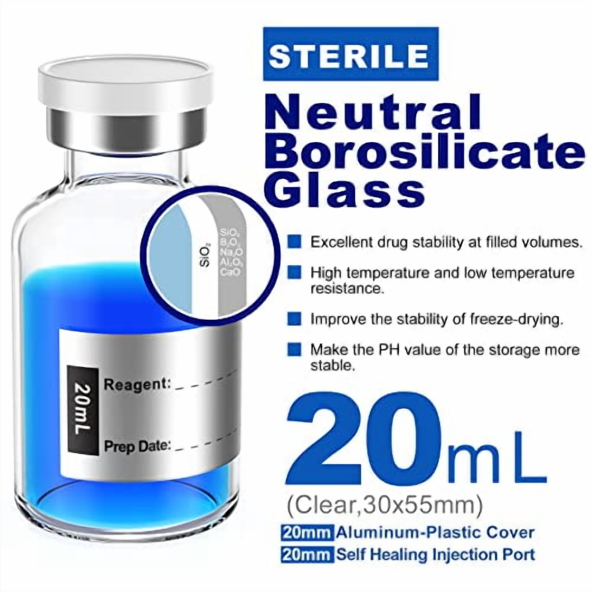 Empty Sterile Vial with Separately Butyl Rubber Stopper and Flip Top ...