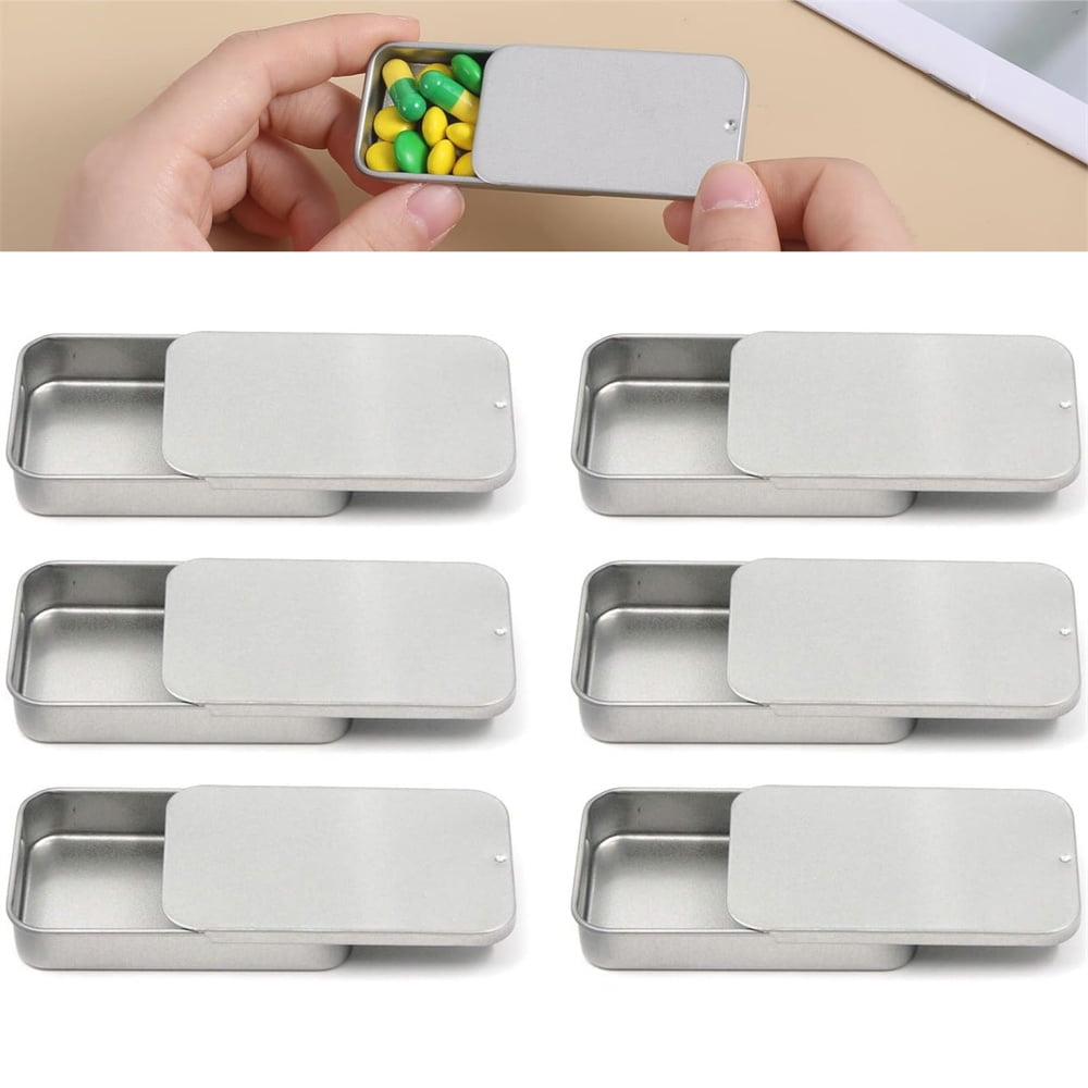 Empty Tin Box with Slide Top,Drawer Tin Cans,Metal Rectangular Storage ...